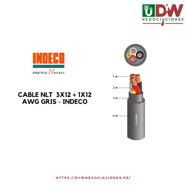 CABLE VULCANIZADO NLT 3×12 + 1×12 AWG - D Y W Negociaciones Olarte SAC